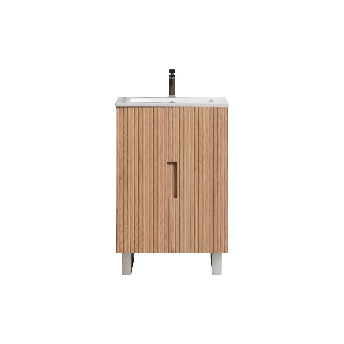 Fiore 24” Modern Fluted Free Standing Bathroom Vanity