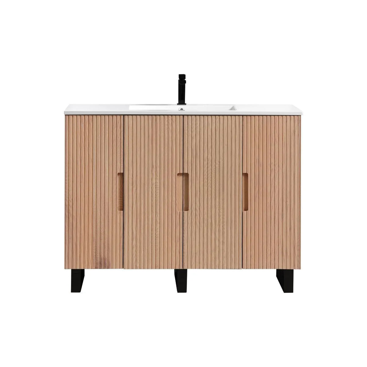 Fiore 48” Single Sink Modern Fluted Free Standing Bathroom Vanity