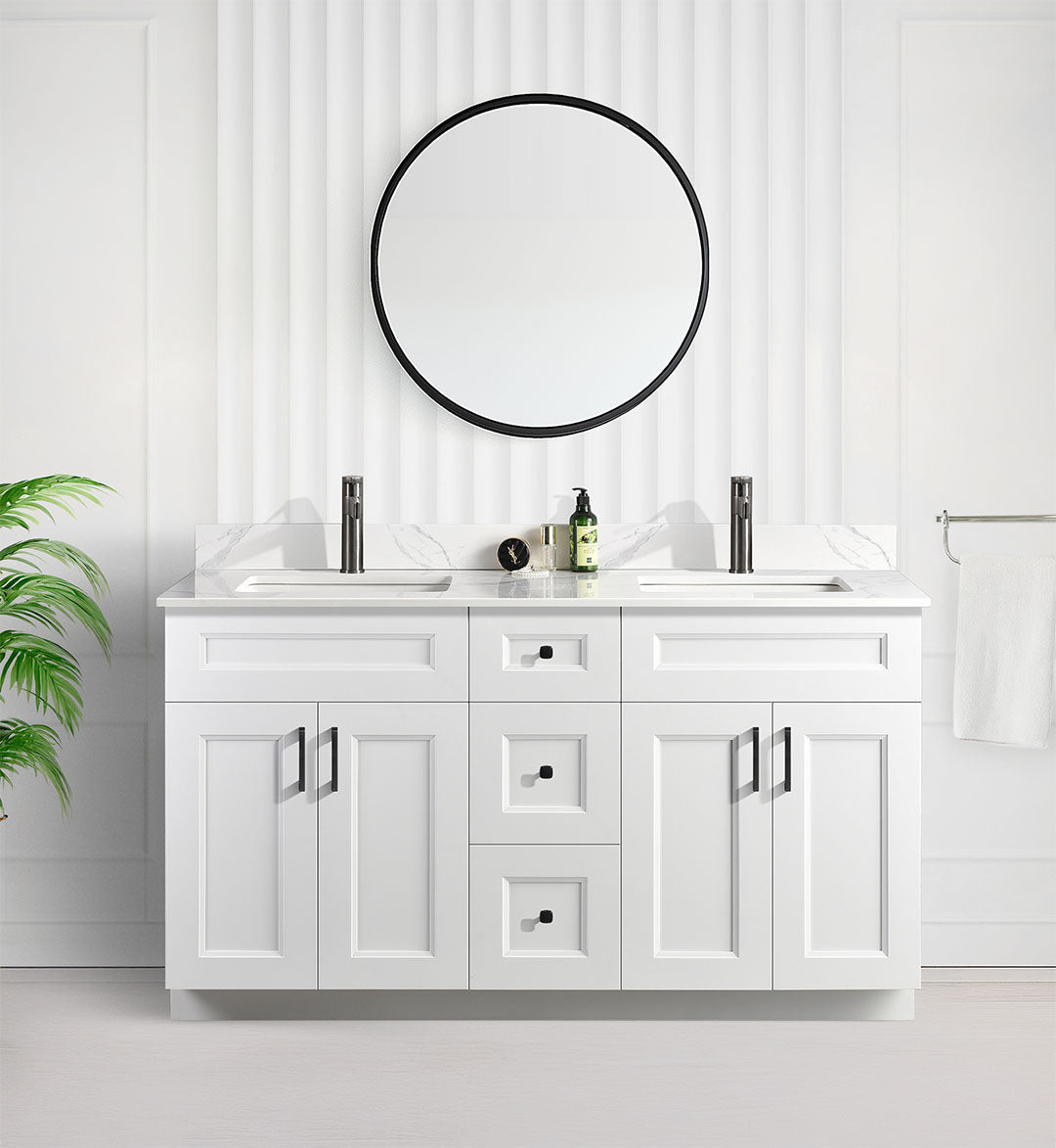 Harmony 60” Double Sink Solid Wood Freestanding Bathroom Vanity